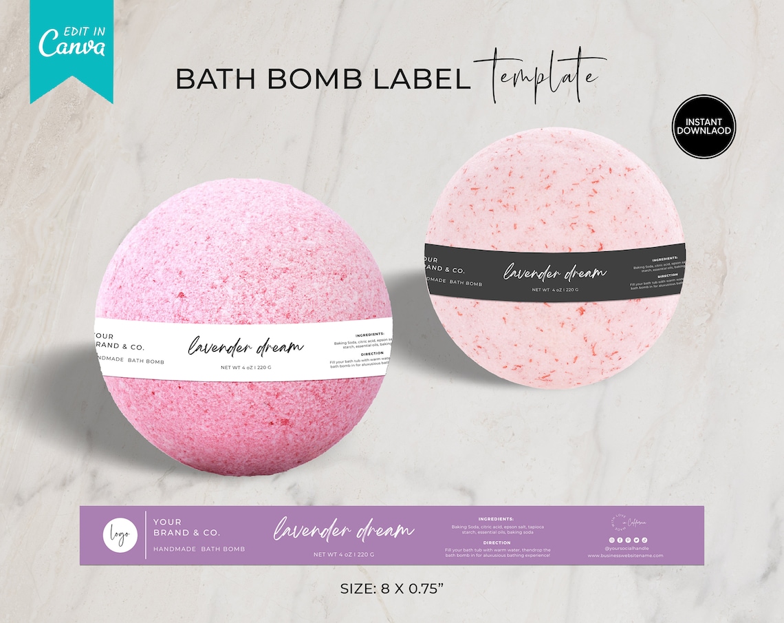 Editable Bath Bomb Label Template Printable Bath Bomb Label | Etsy