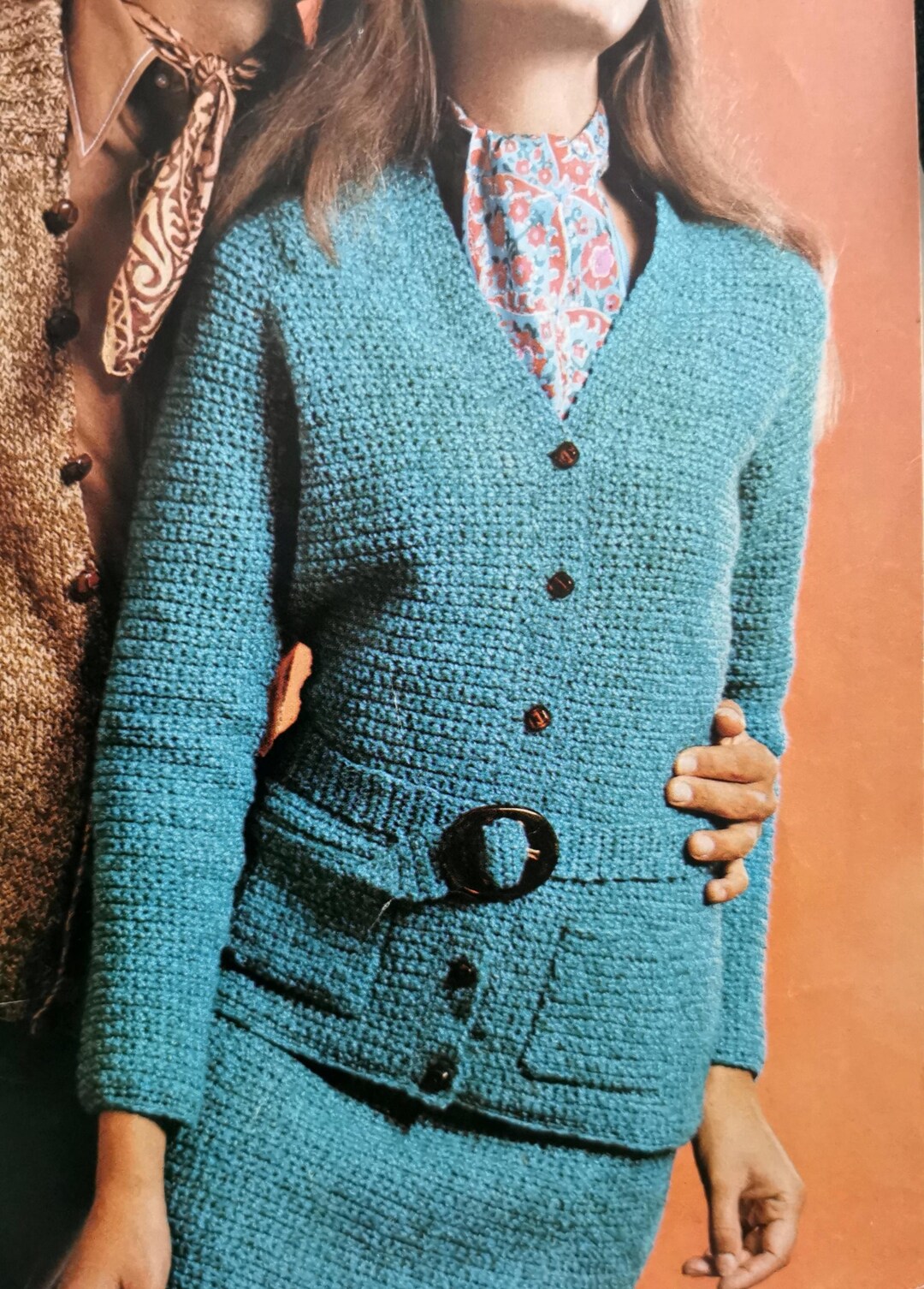 1960's Vintage Ladies Crochet Suit Jacket With Gored Skirt 8ply Double ...