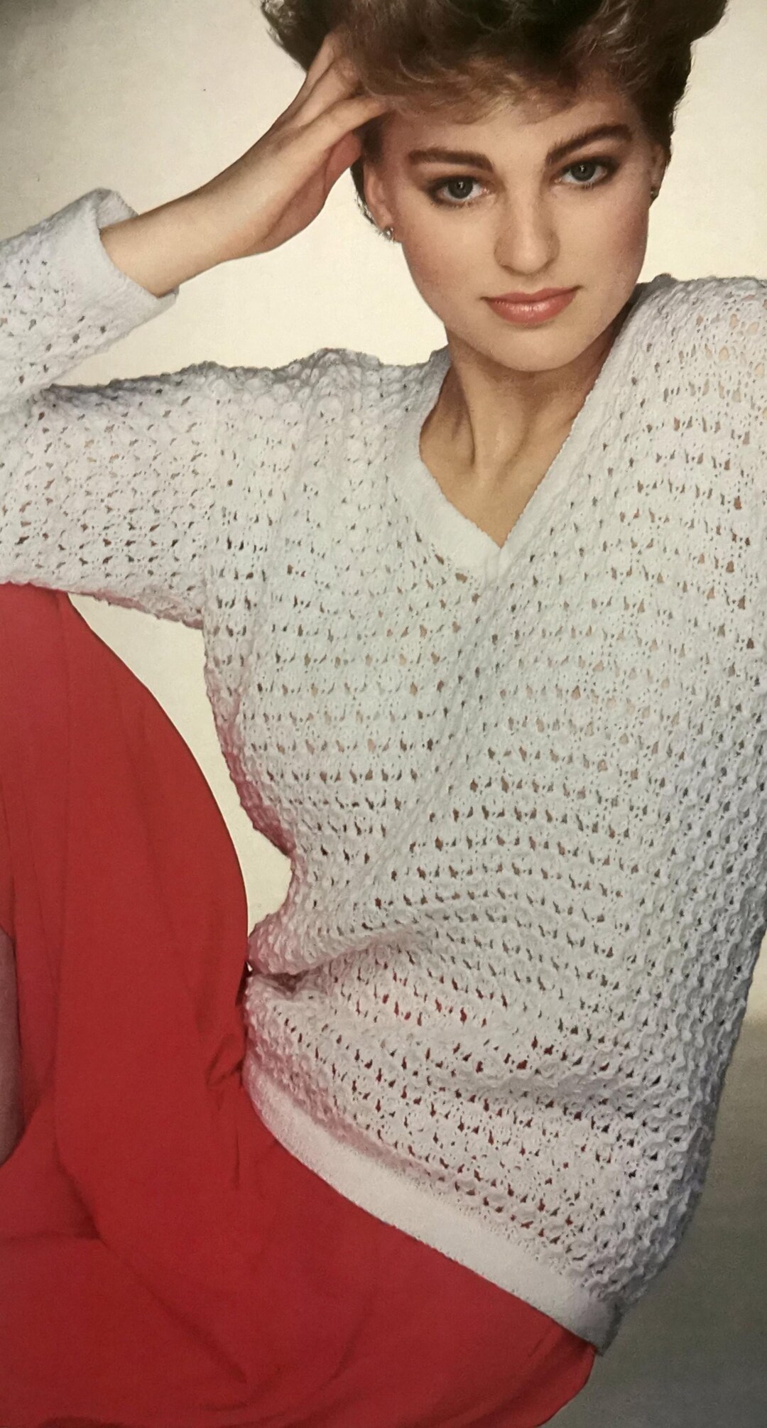 VOGUE 1970's Women's Vintage V-neck Soft Lacy Sweater Top Pullover ...