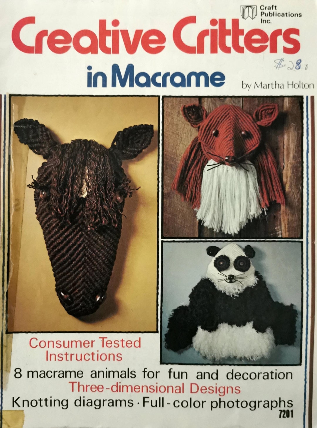 24page Creative Critters Animal Macrame Book X8 Three-dimensional Panda ...