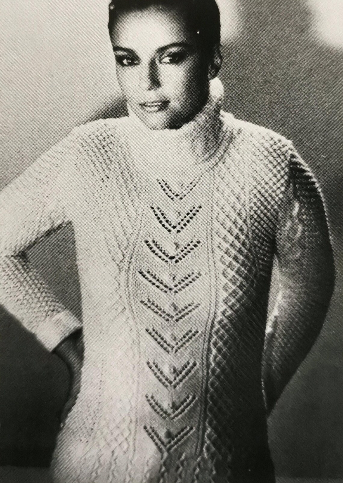 VOGUE 1970's Women's Vintage Aran-style Polo Neck Sweater Pullover ...