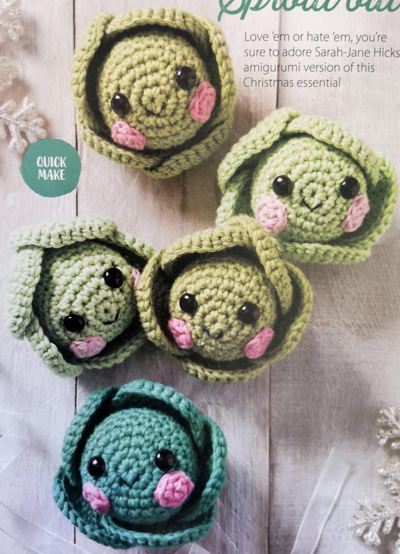 Crochet Amigurumi Easy Brussel Sprout Soft Toy 8ply Double-knitting DK ...