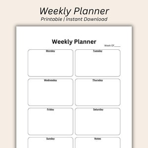 Weekly Planner Printable Template PDF Sizes US Letter & A4 Instant ...