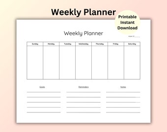 Weekly Planner Printable Template PDF Sizes US Letter & A4 Instant ...