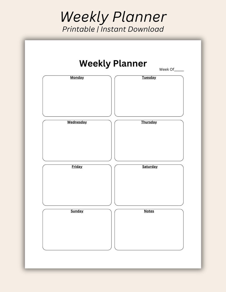 Weekly Planner Printable Template PDF Sizes US Letter & A4 Instant ...