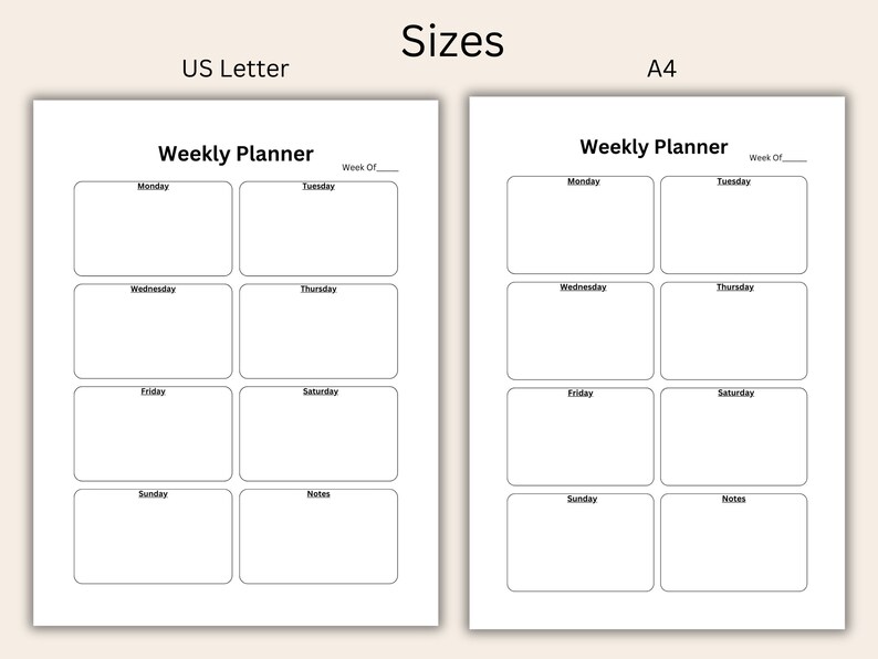 Weekly Planner Printable Template PDF Sizes US Letter & A4 Instant ...