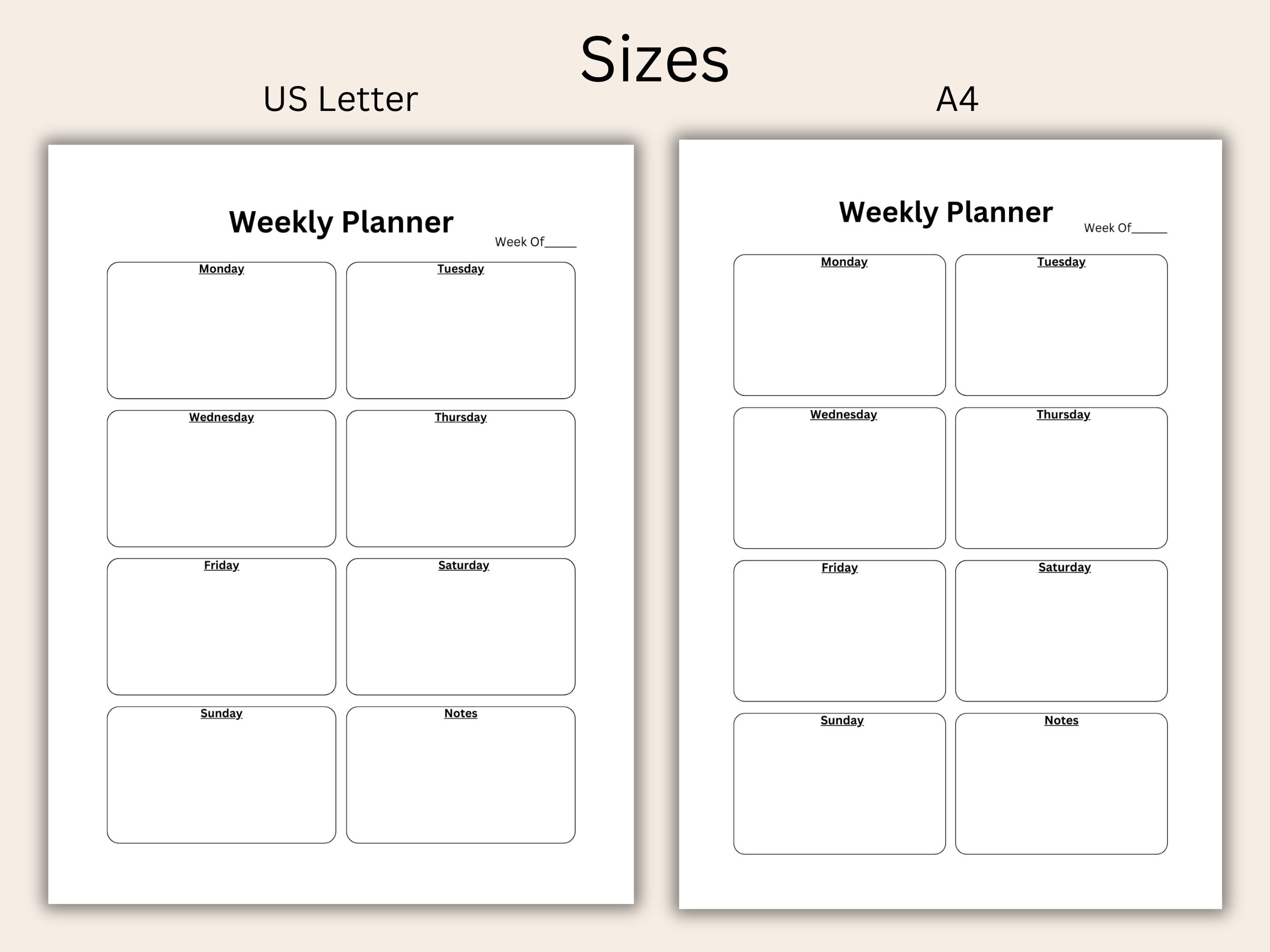 Weekly Planner Printable Template PDF Sizes US Letter & A4 Instant ...