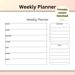 Weekly Planner Printable Template PDF Sizes US Letter & A4 Instant ...