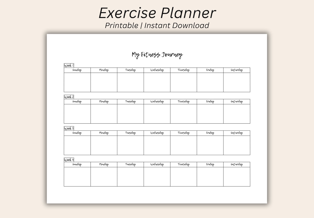 Monthly Fitness Planner Exercise Planner Printable Template PDF Sizes ...
