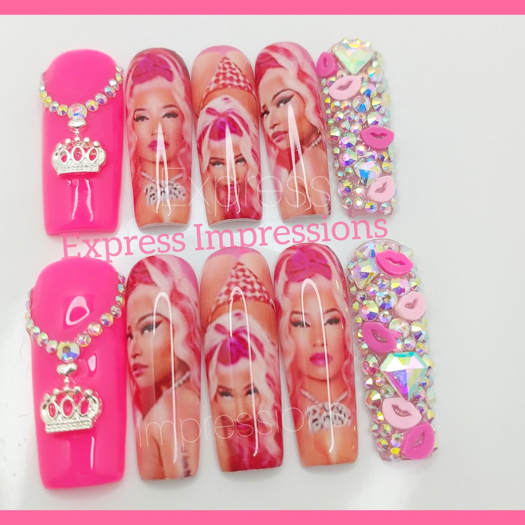 Nicki Minaj Press on Nails, Made to Order Nails, Pink Concert Nails ...