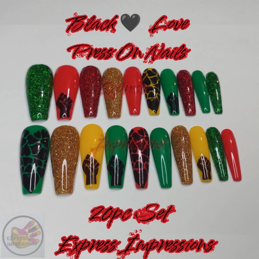 Black Love Press on Nails, BLM Nails, Black History Nails, Pride Nails ...