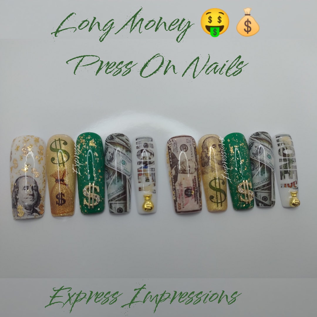 Money Press on Nails|moolah Press Ons|xl Money Press Ons|real Money ...