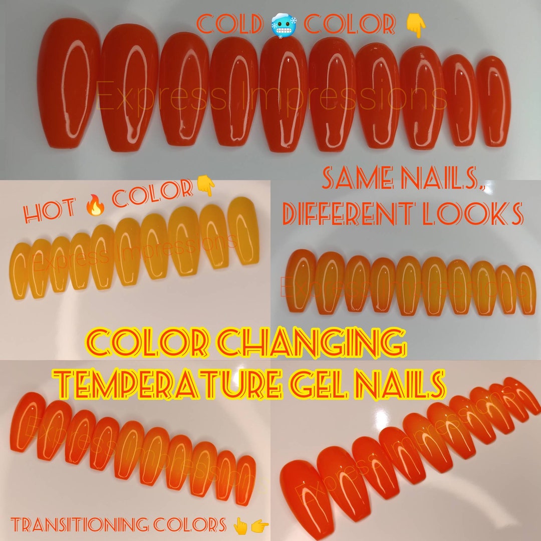 Color Changing Press on Nails, Sunrise / Sunset Nails, Hard Gel Nails ...