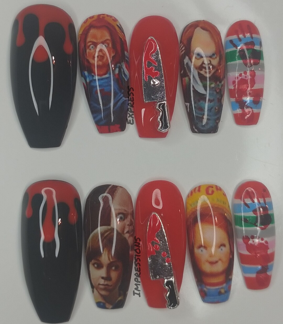 3D Chucky Press on Nails, Halloween Nails, Chucky Doll Nails, Classic ...