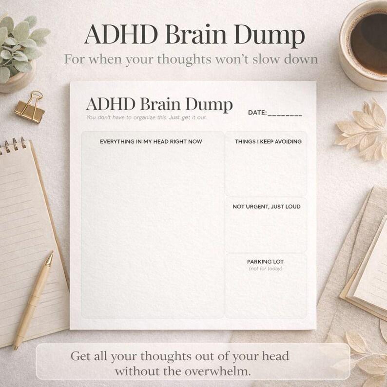 ADHD Planner Printable Bundle | Brain Dump, Habit Tracker (instant ...