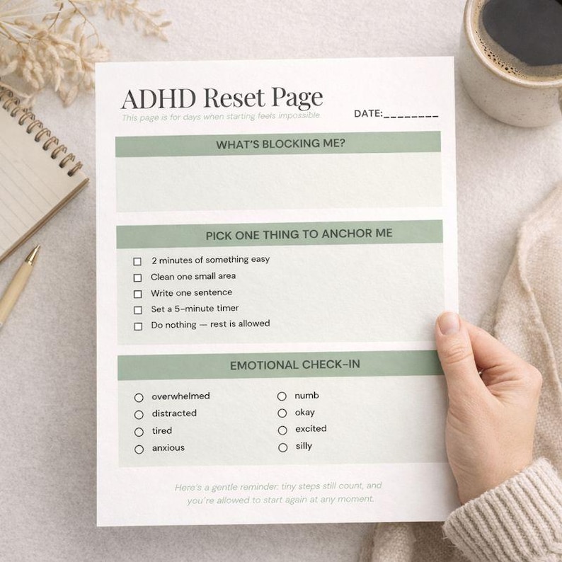 2026 ADHD Planner Bundle Printable | Brain Dump, Habit Tracker & Reset ...