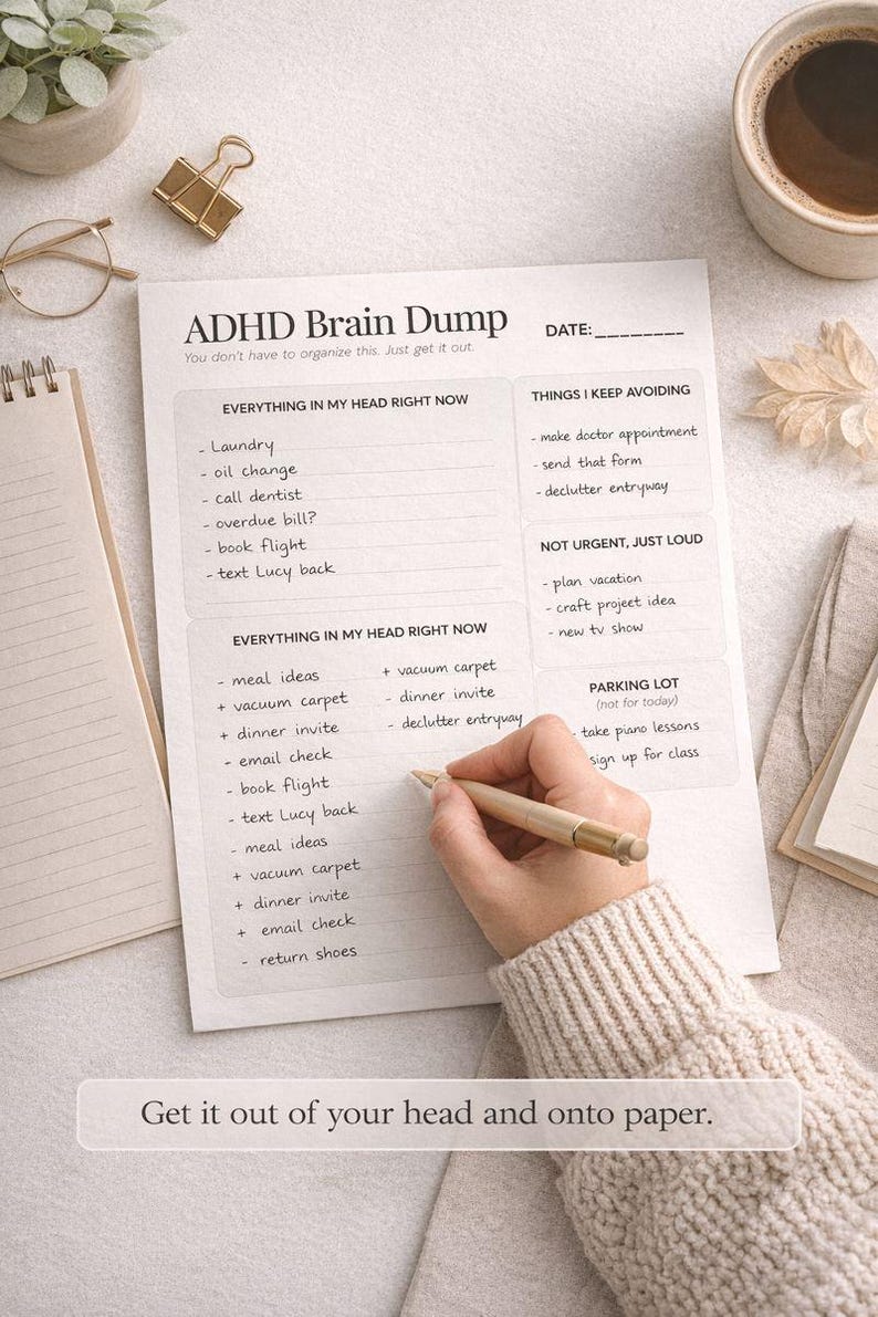 ADHD Planner Printable Bundle | Brain Dump, Habit Tracker (instant ...
