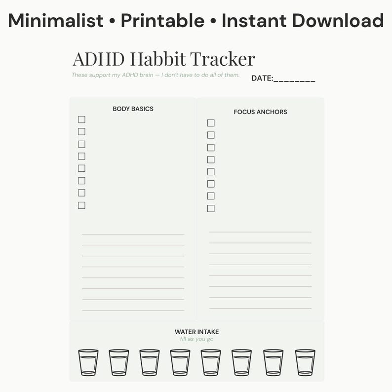 2026 ADHD Planner Bundle Printable | Brain Dump, Habit Tracker & Reset ...