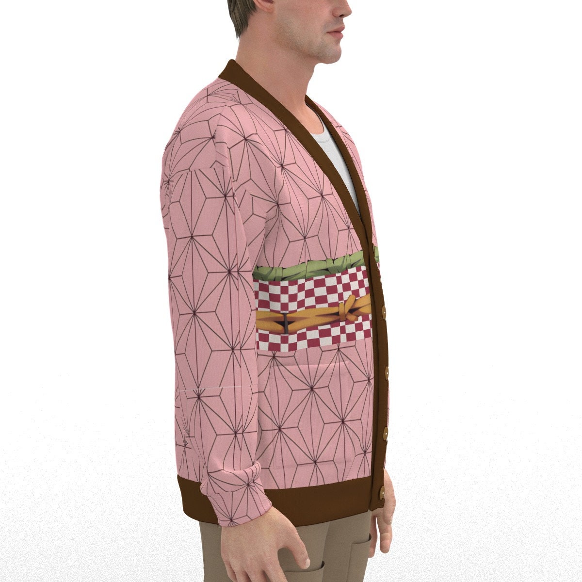 Nezuko Anime Sweater Knitted Fleece Cardigan With Button Closure Anime ...