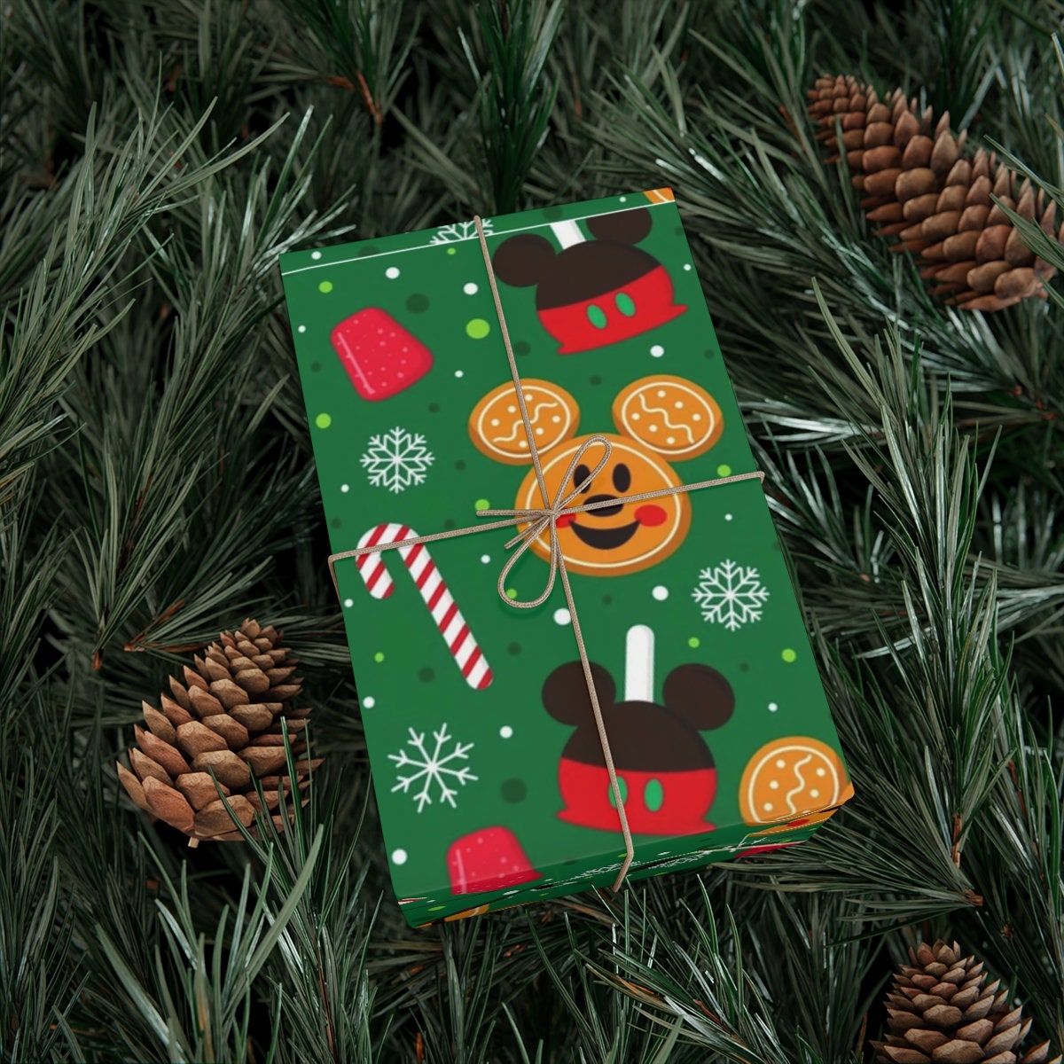 Mickey Christmas Gift Wrap Papers | Disney gift wrap | gingerbread gift ...