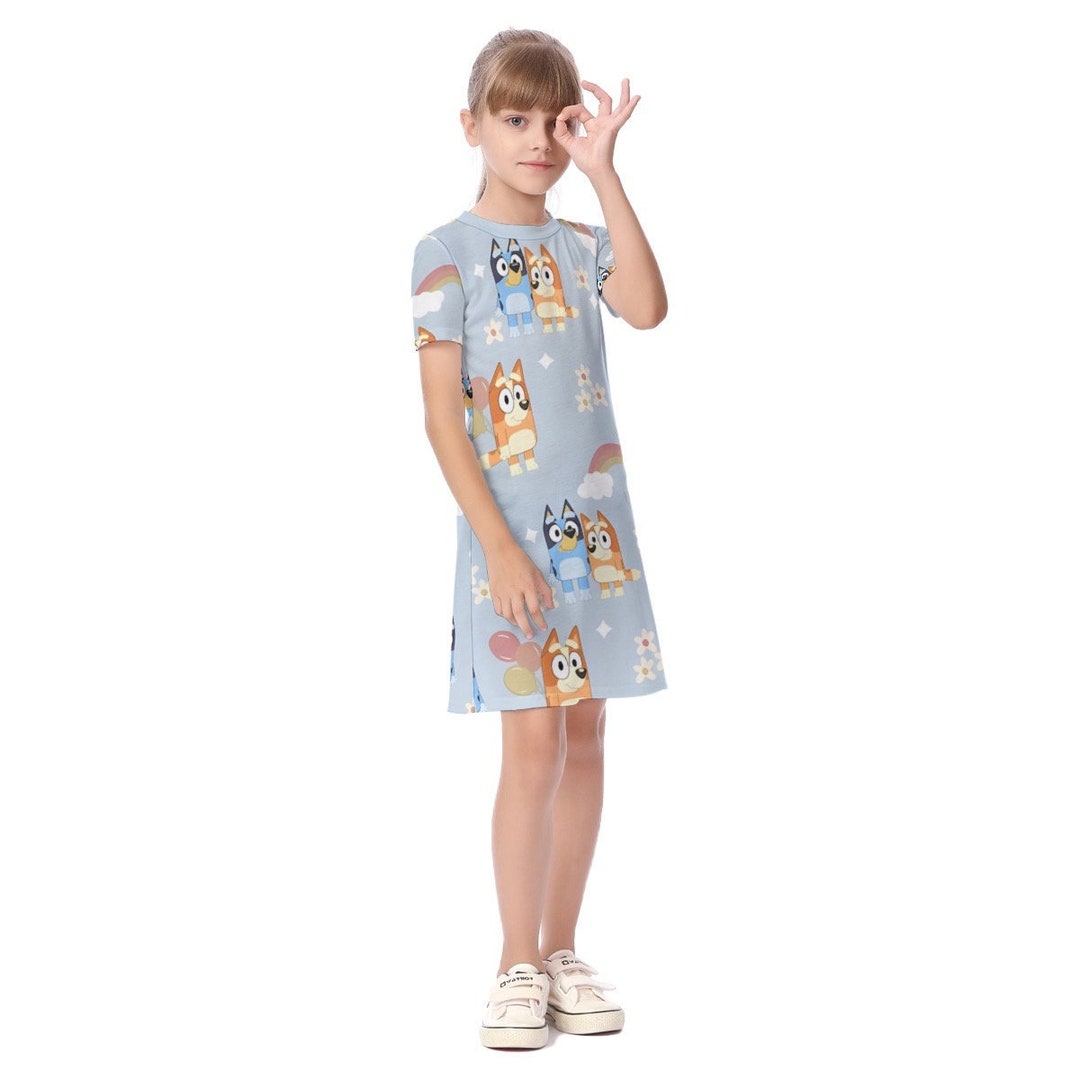Bluey Kid's Short Sleeve Dress Perfect for Bluey Birthday and Disney ...