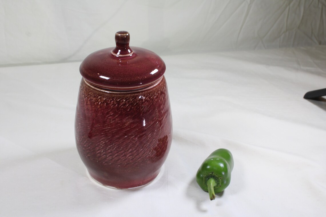Small Plum Red Jar, Handmade Pottery - Etsy