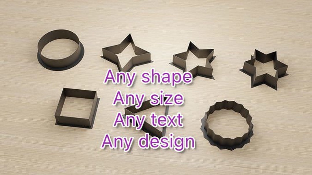 Custom Cookie Cutters Any Shape Size Text Design Customized With Your ...