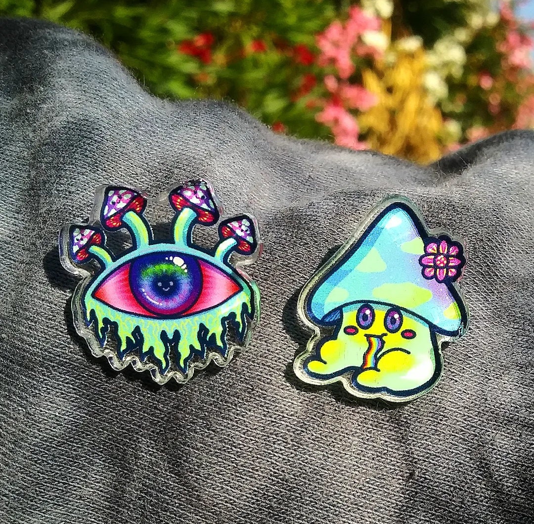 Acrylic Psychedelic Pin Set - Etsy