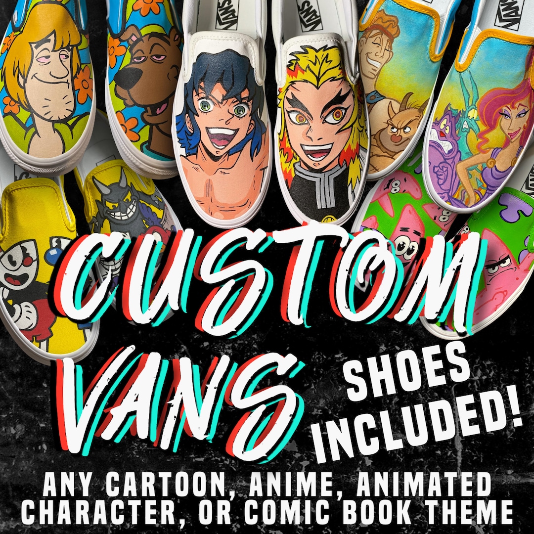 Custom Slip on Vans | Hand Painted | Any Cartoon, Anime, Animated ...