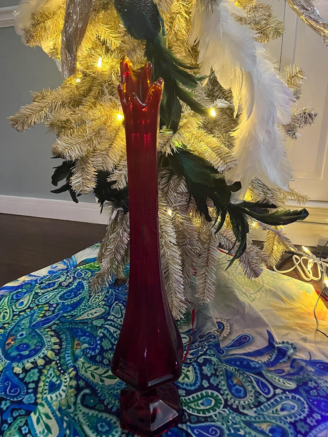 Viking Ruby Red Epic Six Panel Swung Vase - Etsy