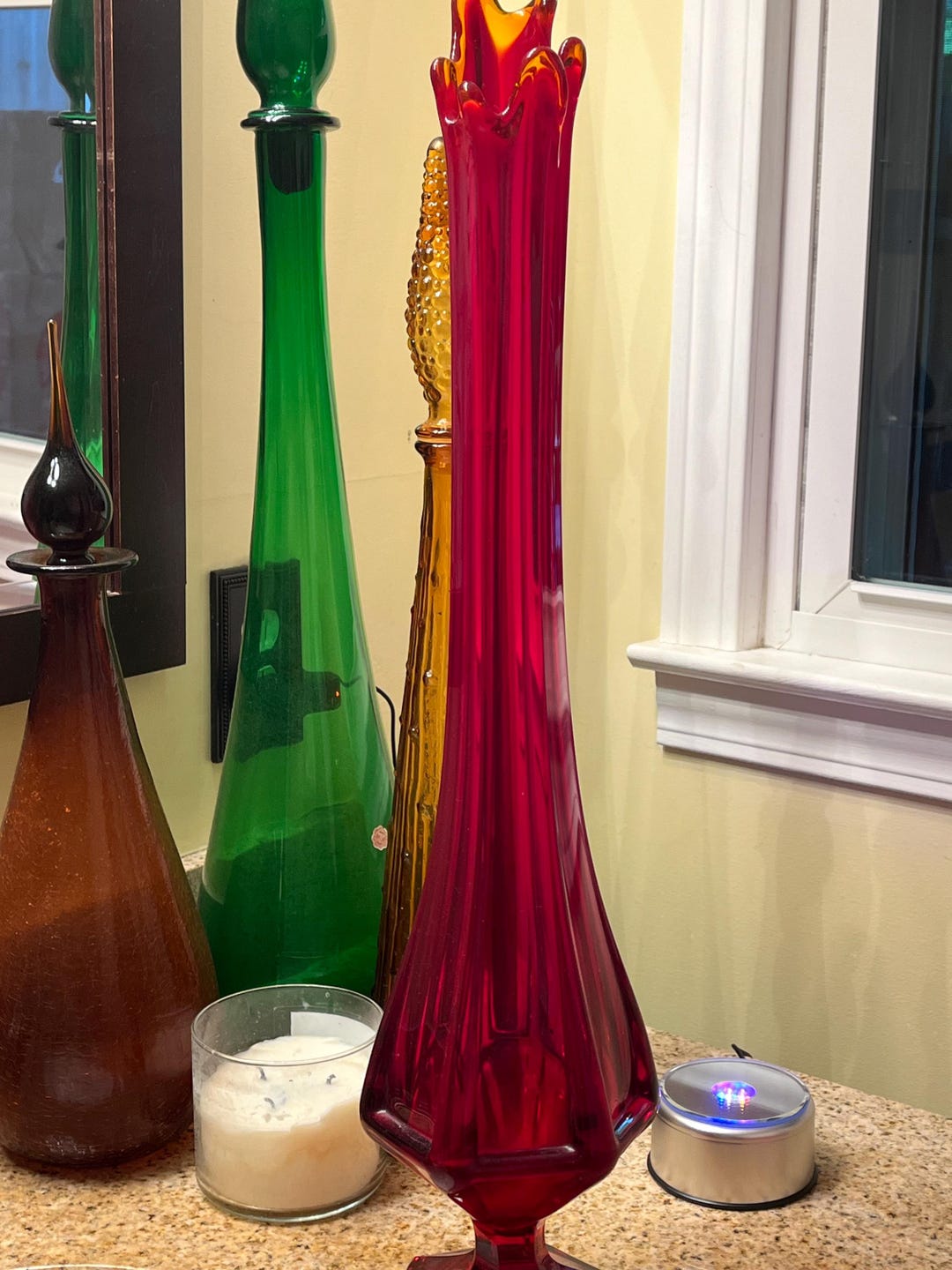 Vintage Viking Epic Column Swung Vase in Ruby - Etsy