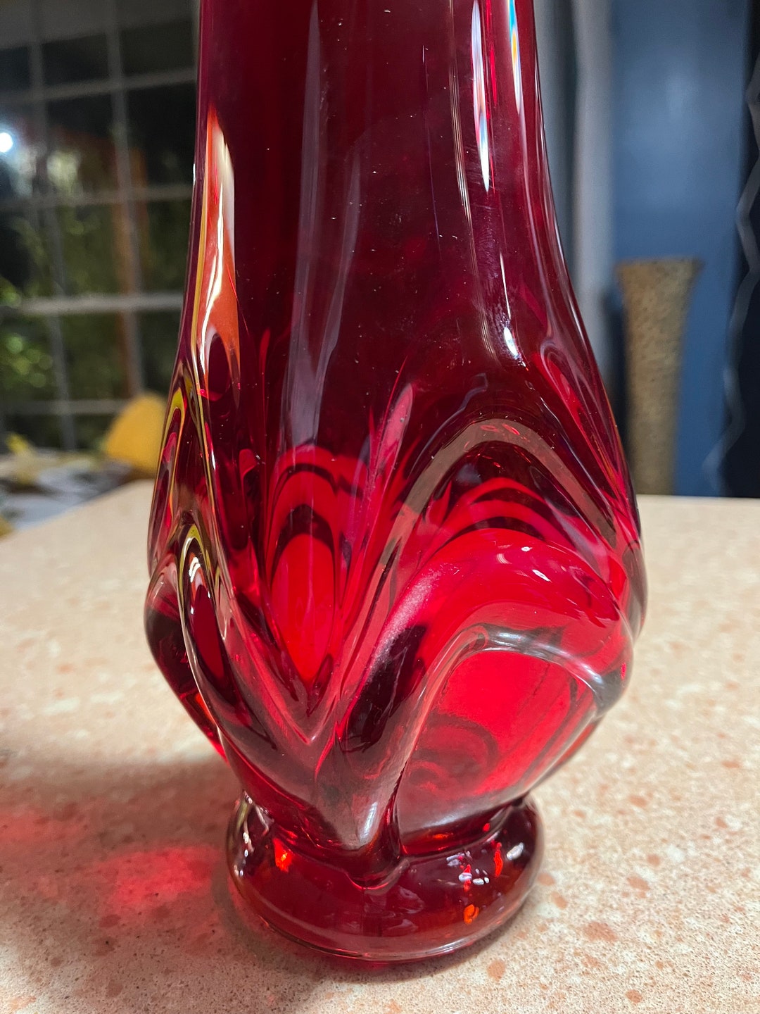 Epic Loop Vase in Ruby a Tad Under 15 in Height - Etsy
