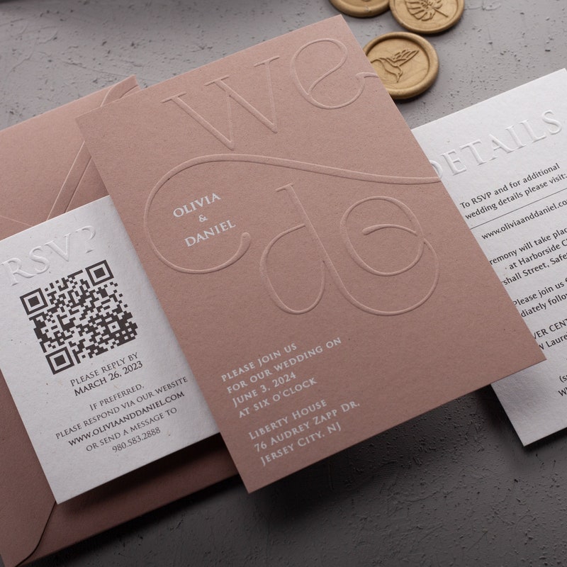 Embossed Wedding Invitations - Etsy