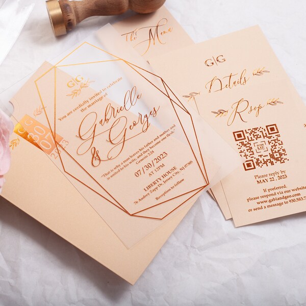 Copper Acrylic Wedding Invitations - Etsy