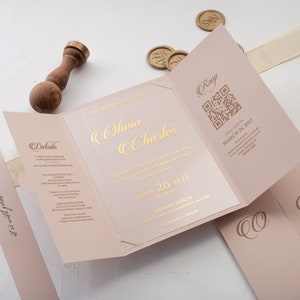 Folded Wedding Invitation, Acrylic Wedding Invitation With QR Code Rsvp ...