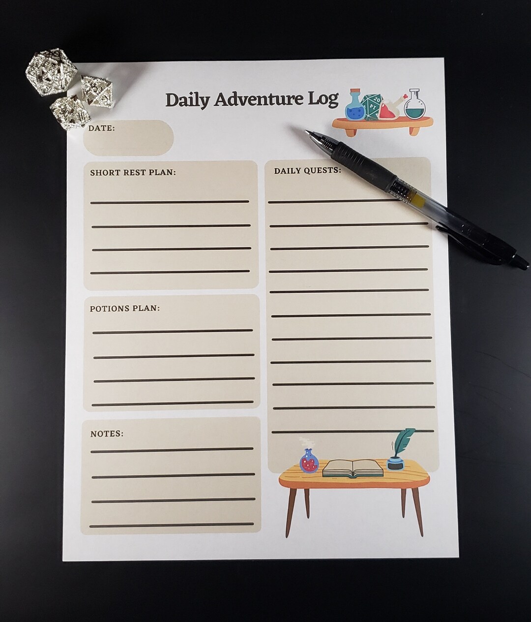 Potion TTRPG Inspired Daily Planner Printable - Etsy