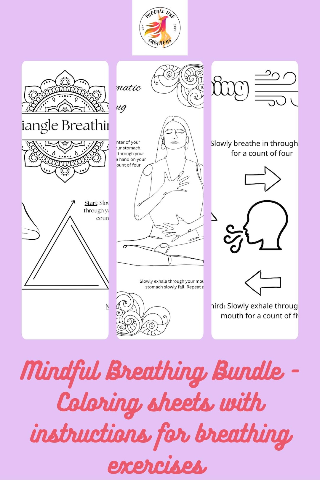 Mindful Breathing Coloring Sheets- Digital Download Bundle - Etsy
