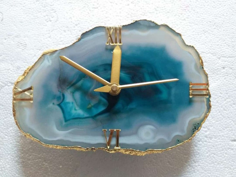 Agate Slice Clock | Agate Desk Clock | Home Decor | Desk Clock Roman ...