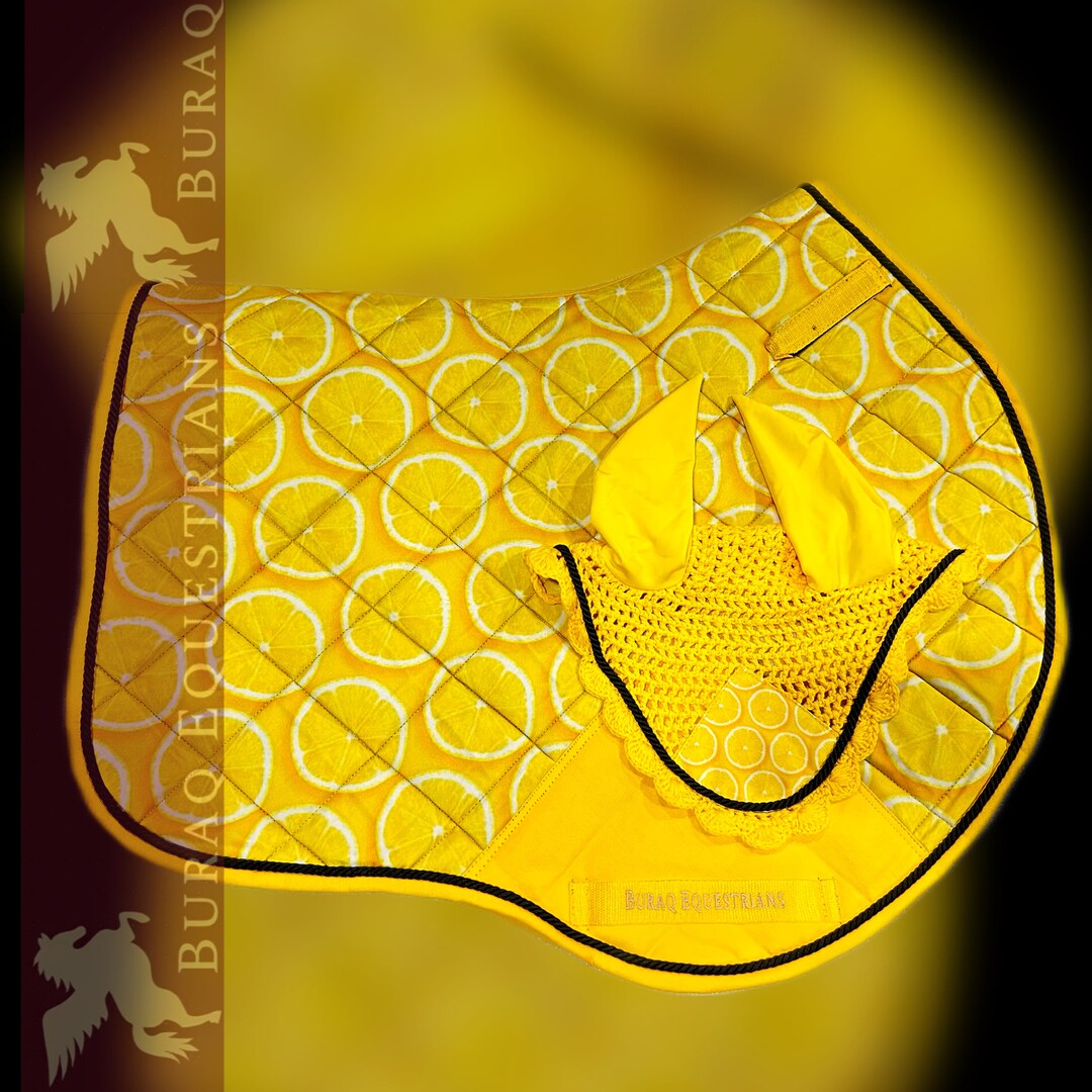 Fruits Theme Saddle Pad Sets; Cute Lemons Equestrian English Saddle ...