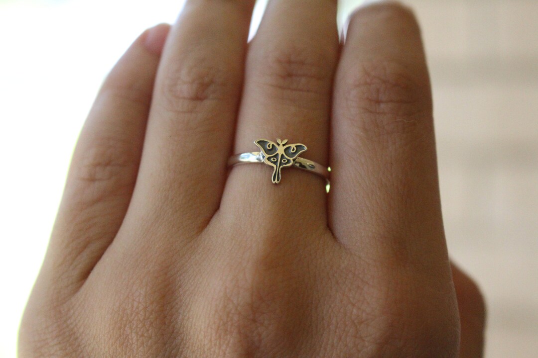 Luna Moth Ring, Sterling Bug Ring for Women, Unisex Moth Jewelry, 925 ...