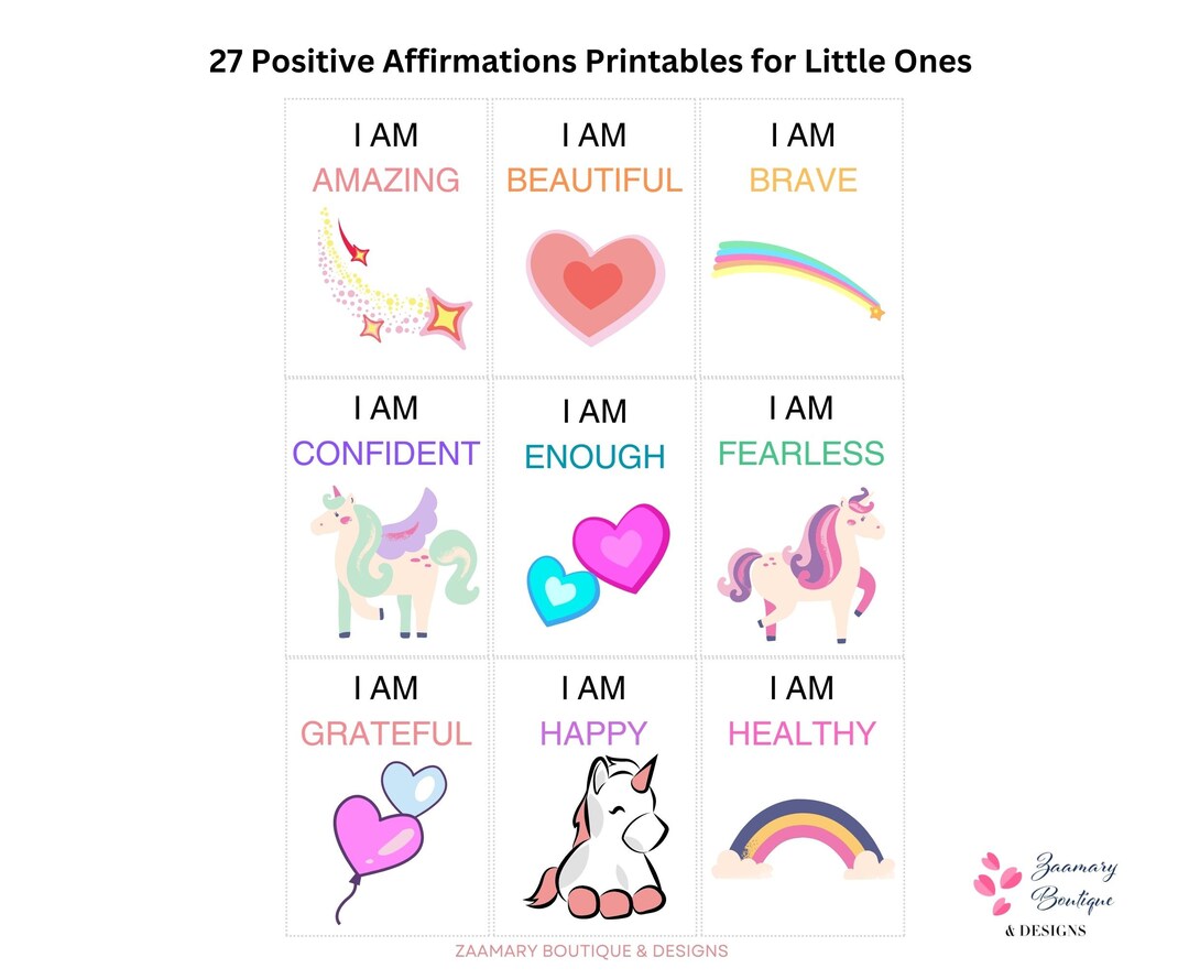 27 Positive Affirmations Printables for Little Ones, Positive Quotes ...