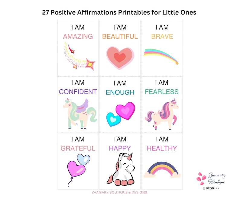 27 Positive Affirmations Printables for Little Ones, Positive Quotes ...