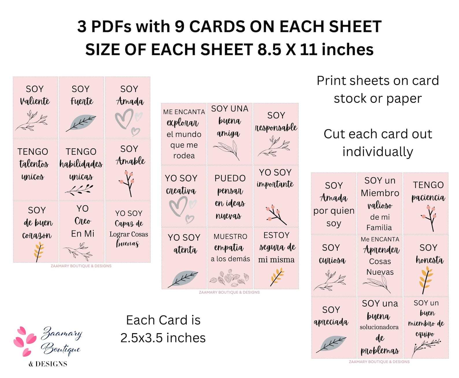 27 Tarjetas Imprimibles De Afirmaciones Positivas: Spanish Positive ...