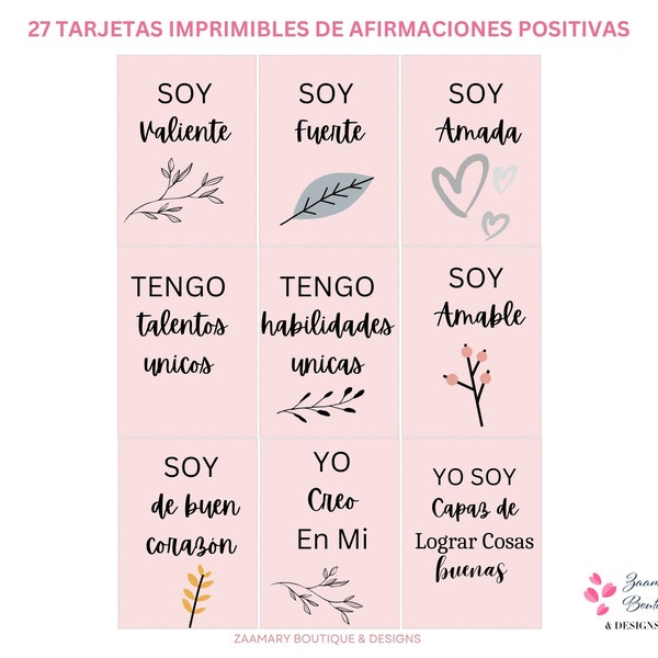 Tarjetas De Afirmaciones Positivas - Etsy