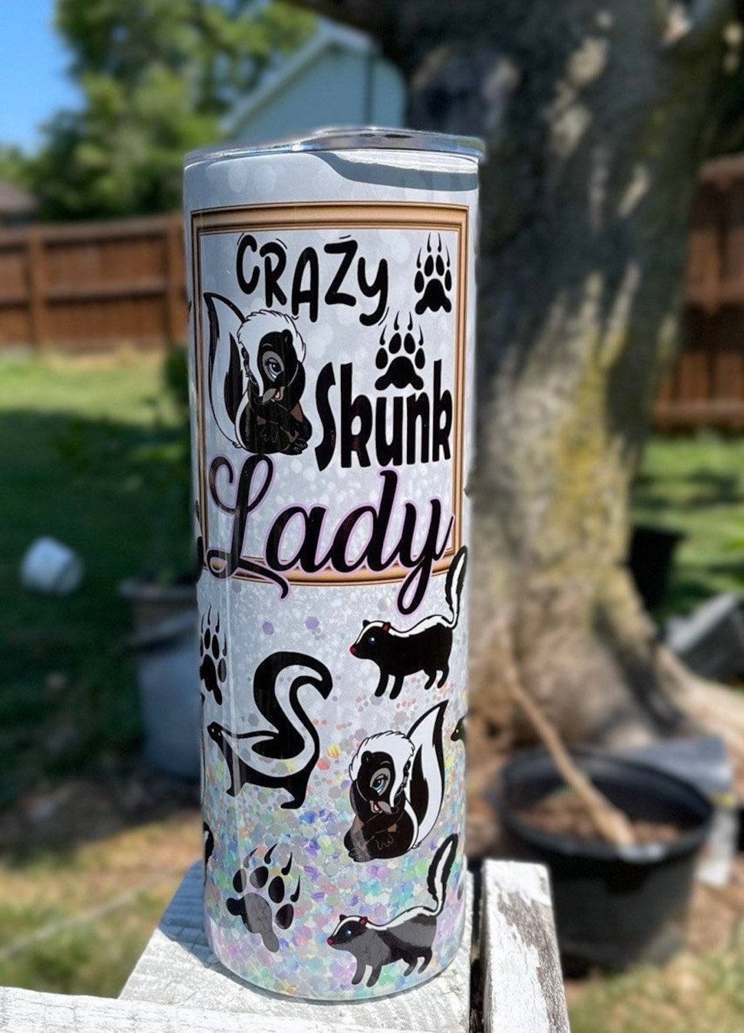 Crazy Skunk Lady 20oz Tumbler, Pet Skunk, Gift for Skunk Owner ...