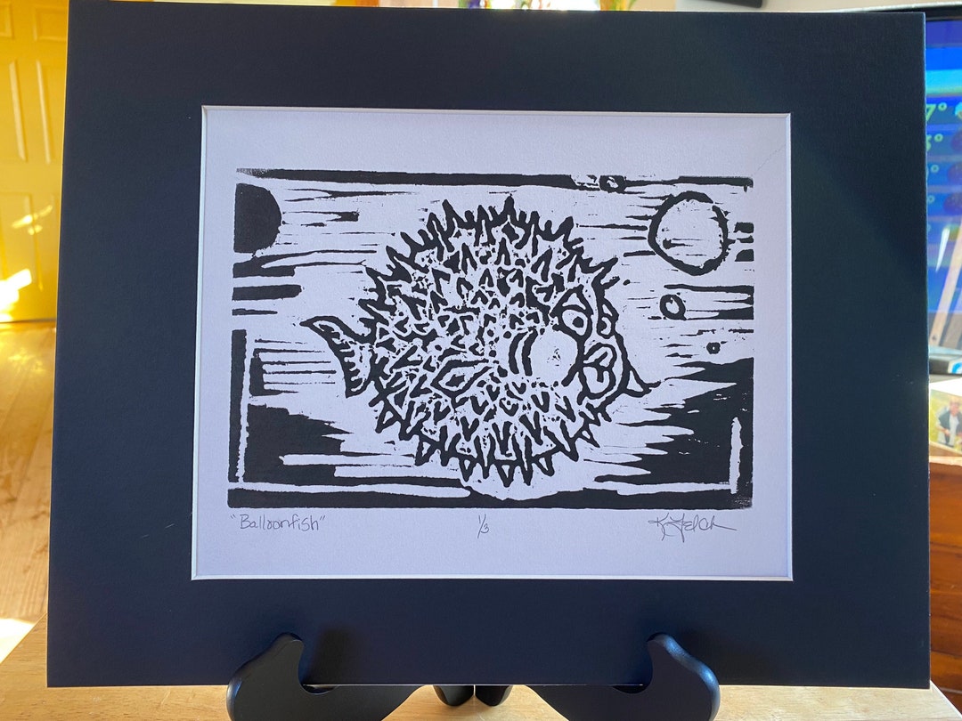 Balloon Fish, Original Woodblock 11X14 - Etsy