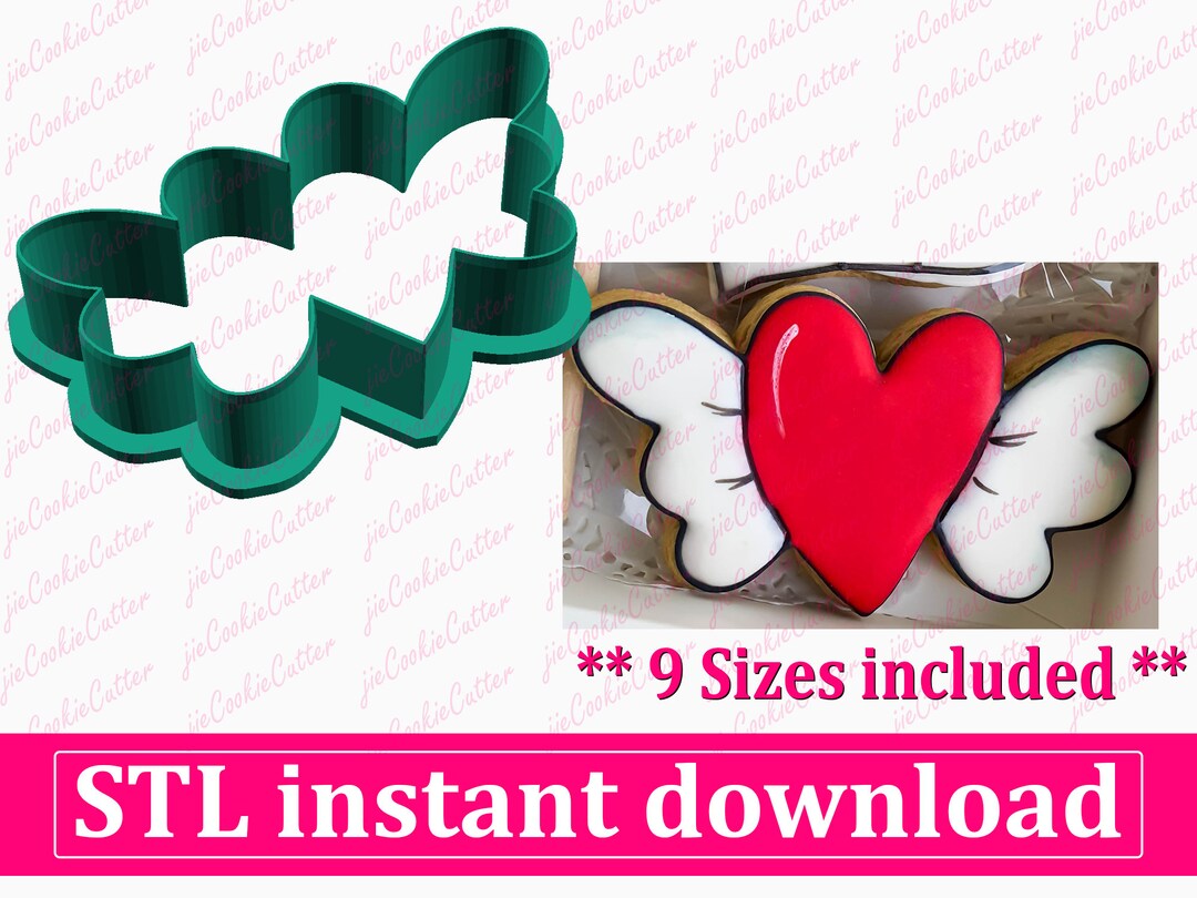 Cupid Heart With Wings Cookie Cutter STL File Instant Download, STL ...