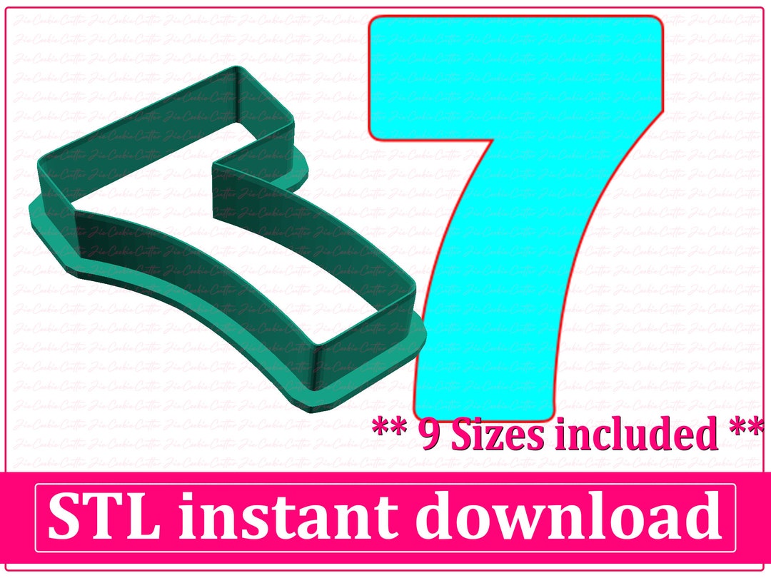 Number Seven Cookie Cutter STL File Instant Download, STL Cookie Cutter ...