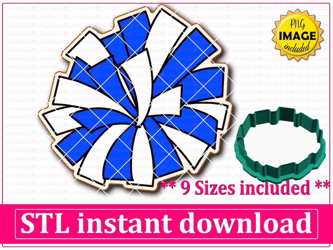 Cheerleader Pom Pom Cookie Cutter STL File Instant Download, STL Cookie ...