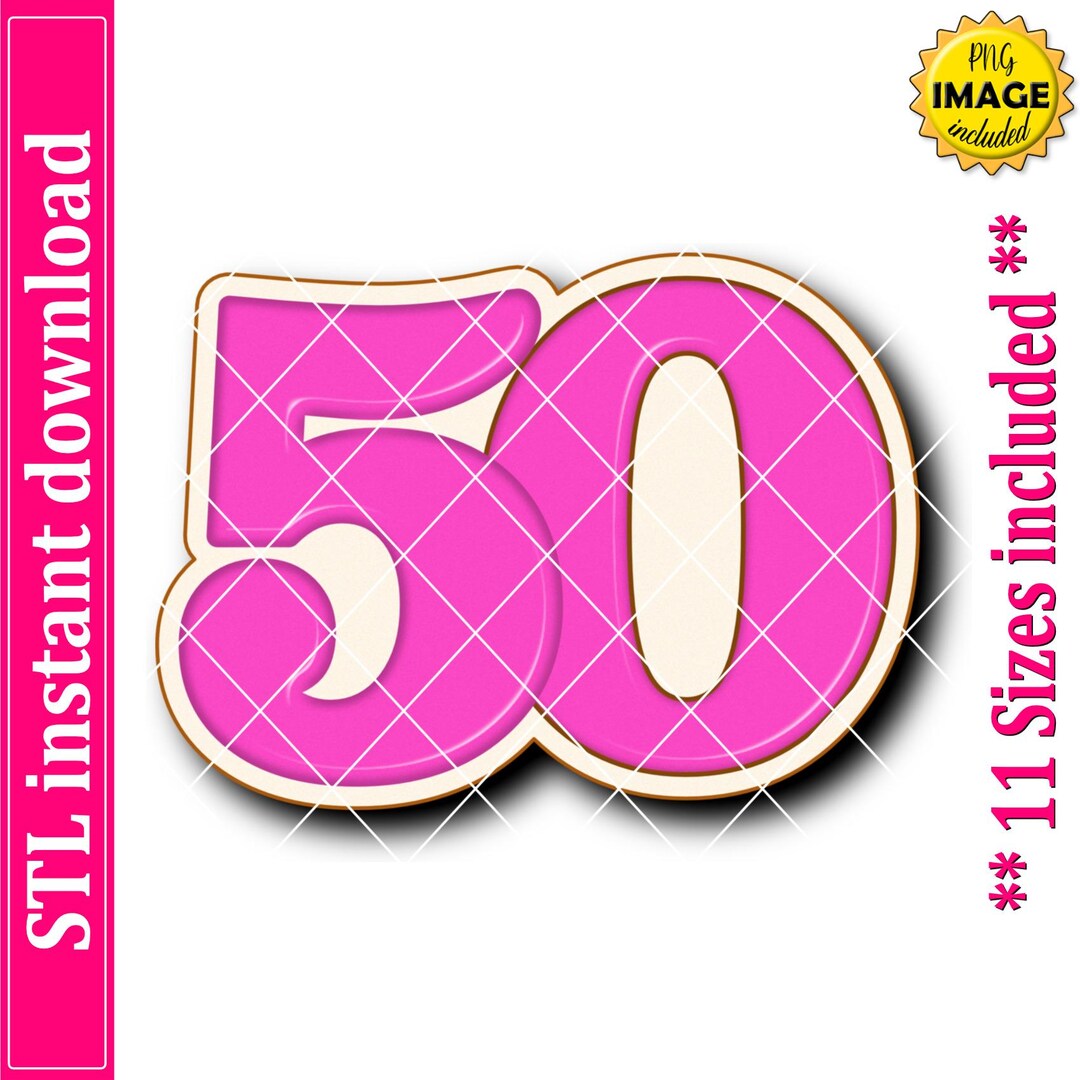 Number Fifty Cookie Cutter STL File Instant Download, STL Cookie Cutter ...